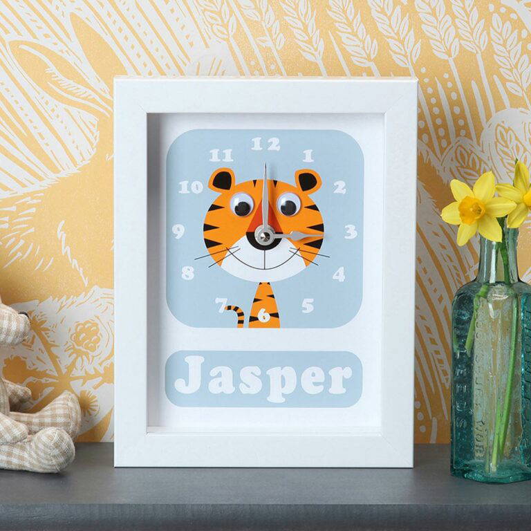 Personalised Children's Clock - Tiger - Stripey Cats
