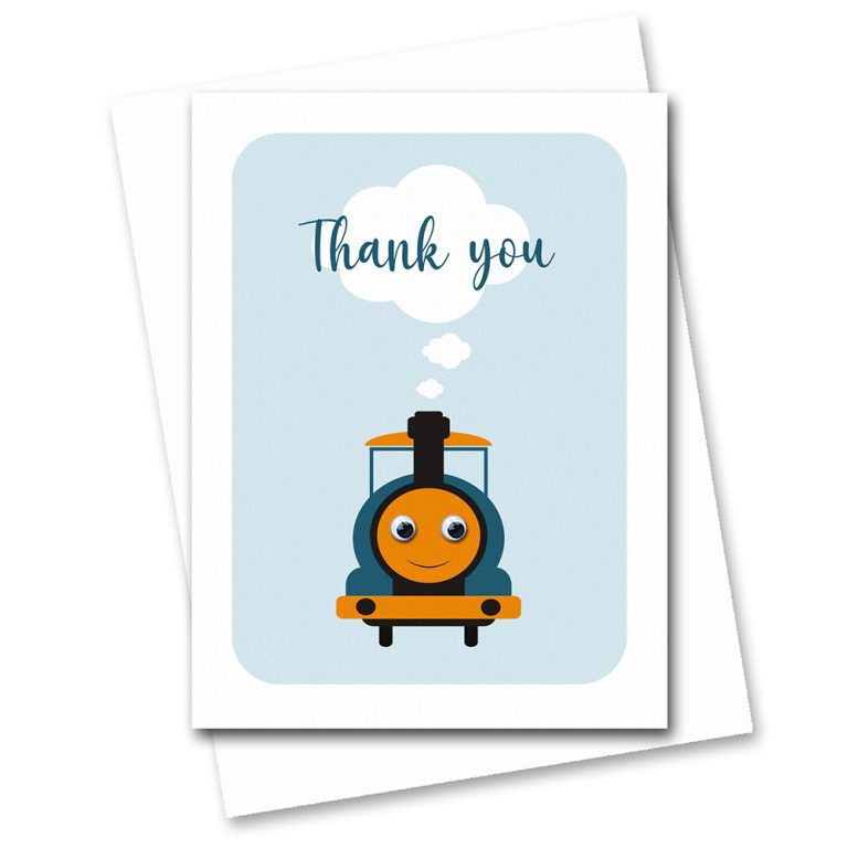 Mini Thank You Card - Train - Stripey Cats