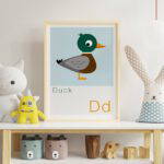 D is for Duck Children's Alphabet Print - Stripey Cats