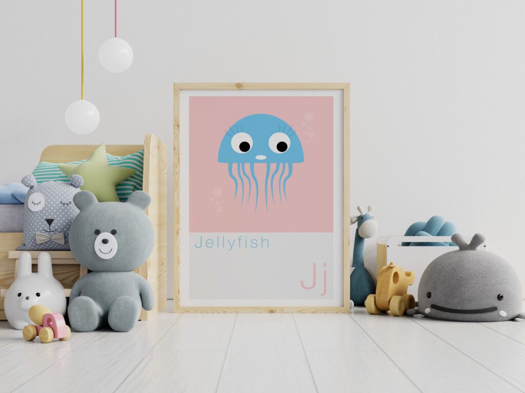 J is for Jellyfish Children's Alphabet Print - Stripey Cats