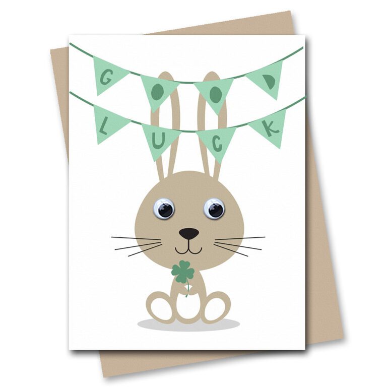 Good Luck Card - Bunny with googly eyes