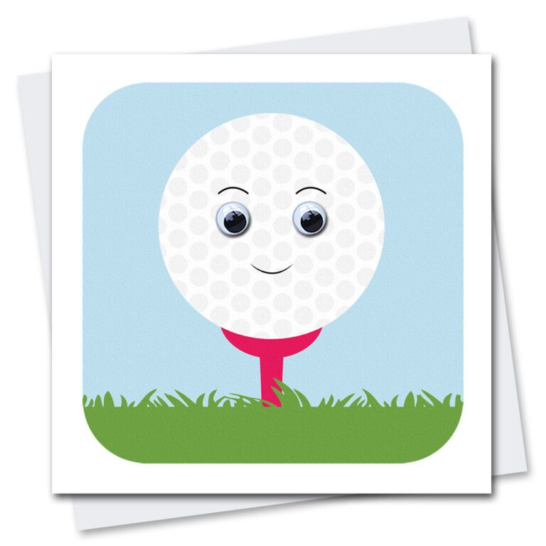 Children's Birthday Card - Gordon golf ball with googly eyes