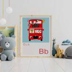 B is for Bus Children's Alphabet Print - Stripey Cats